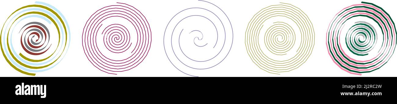 Spirally shape. Swirl, twirl, whirl and twirl vector design element ...
