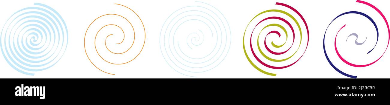 Spirally shape. Swirl, twirl, whirl and twirl vector design element ...