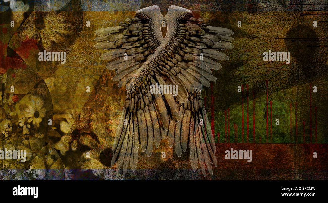 Modern dark art. Angel Wings. 3D rendering Stock Photo - Alamy