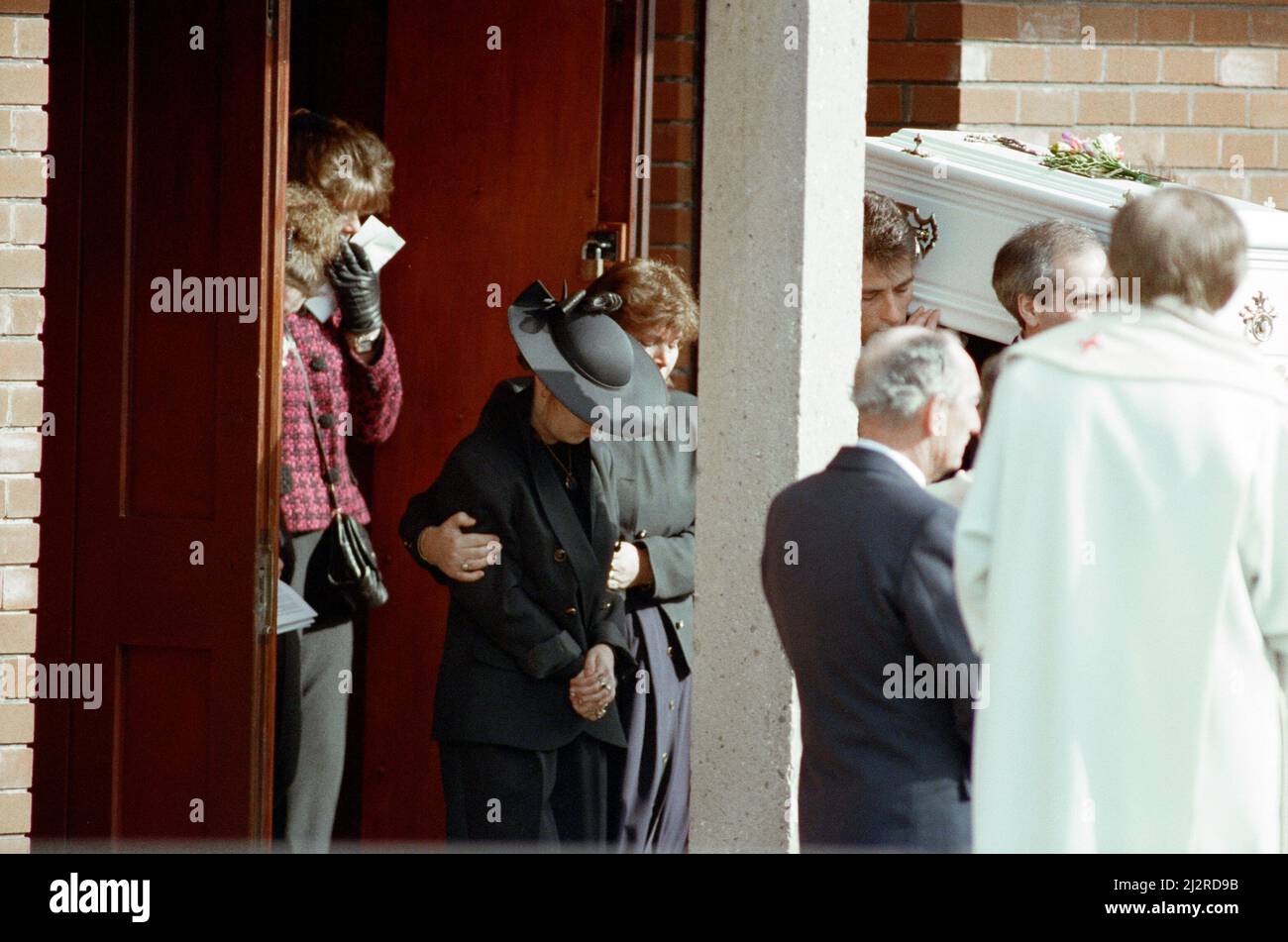 The funeral of James Bulger, Sacred Heart Church, Kirkby. Denise Bulger ...