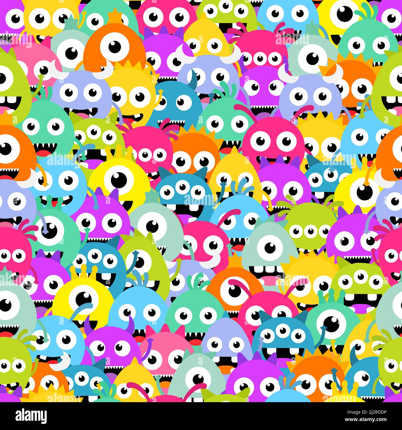 Seamless pattern cartoon cute monsters background. Halloween texture ...