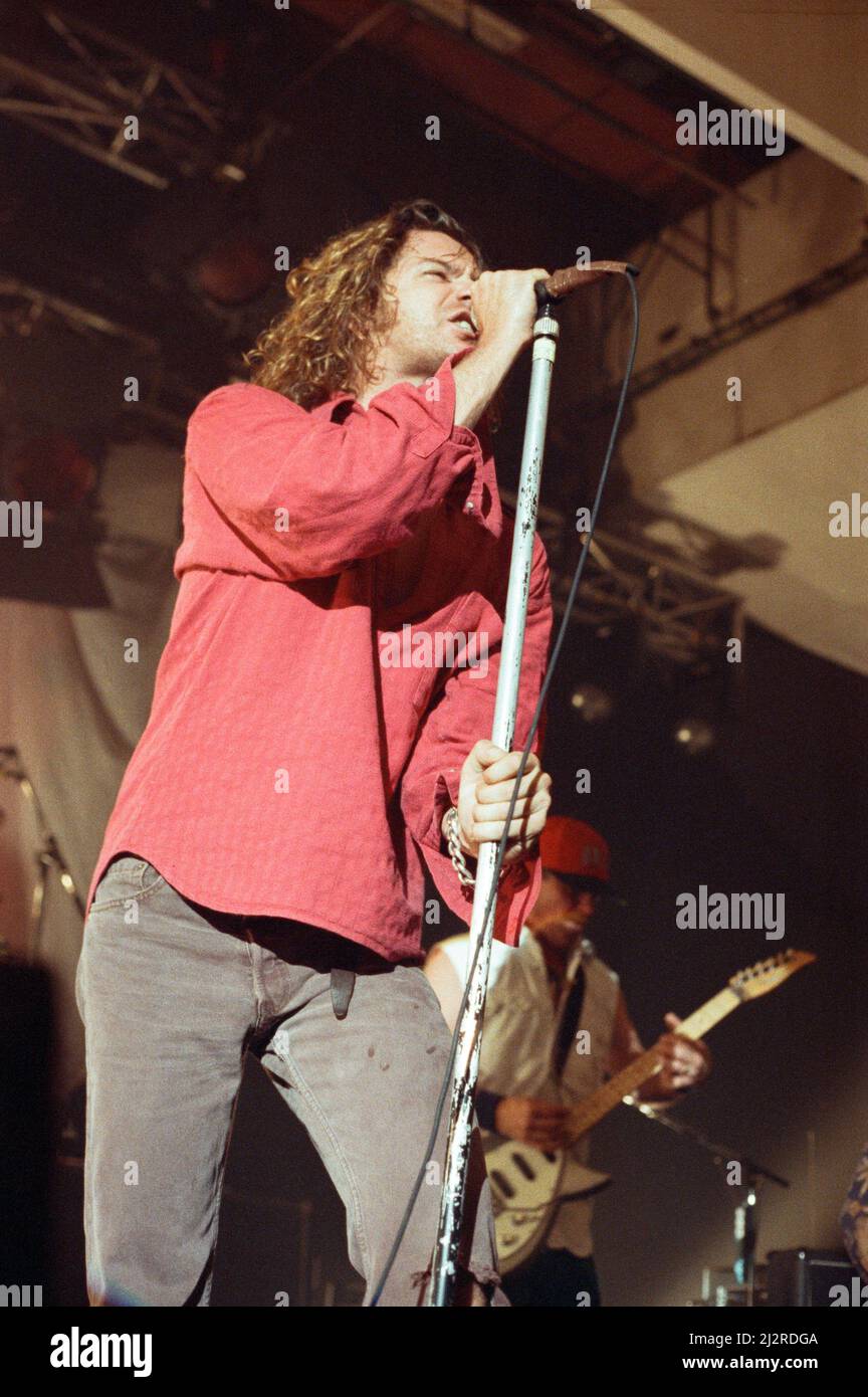 INXS performing at Cardiff University Students Union. Frontman Michael ...
