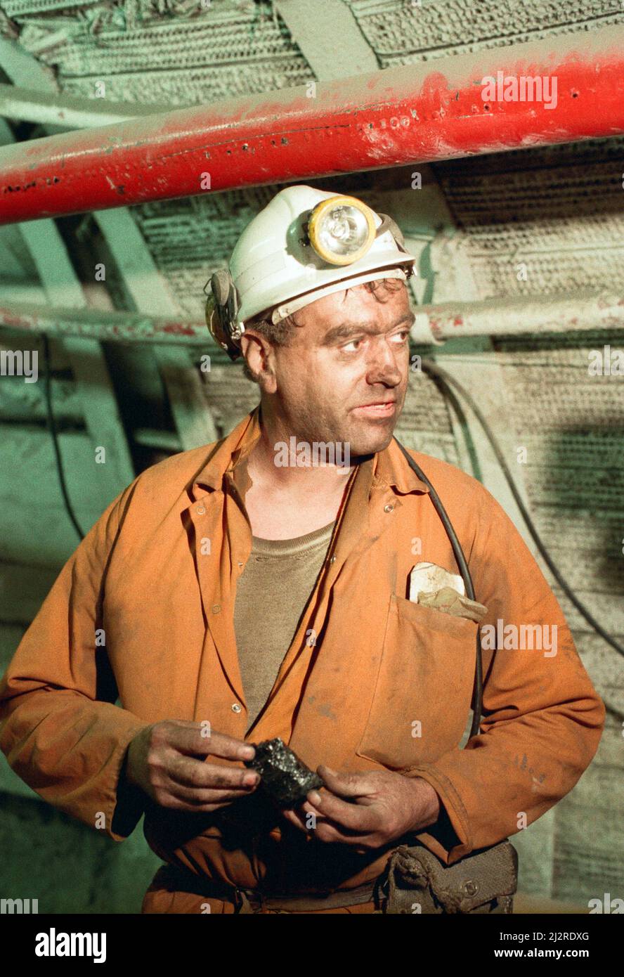 A miner below ground at Cotgrave Colliery for the final shift before ...