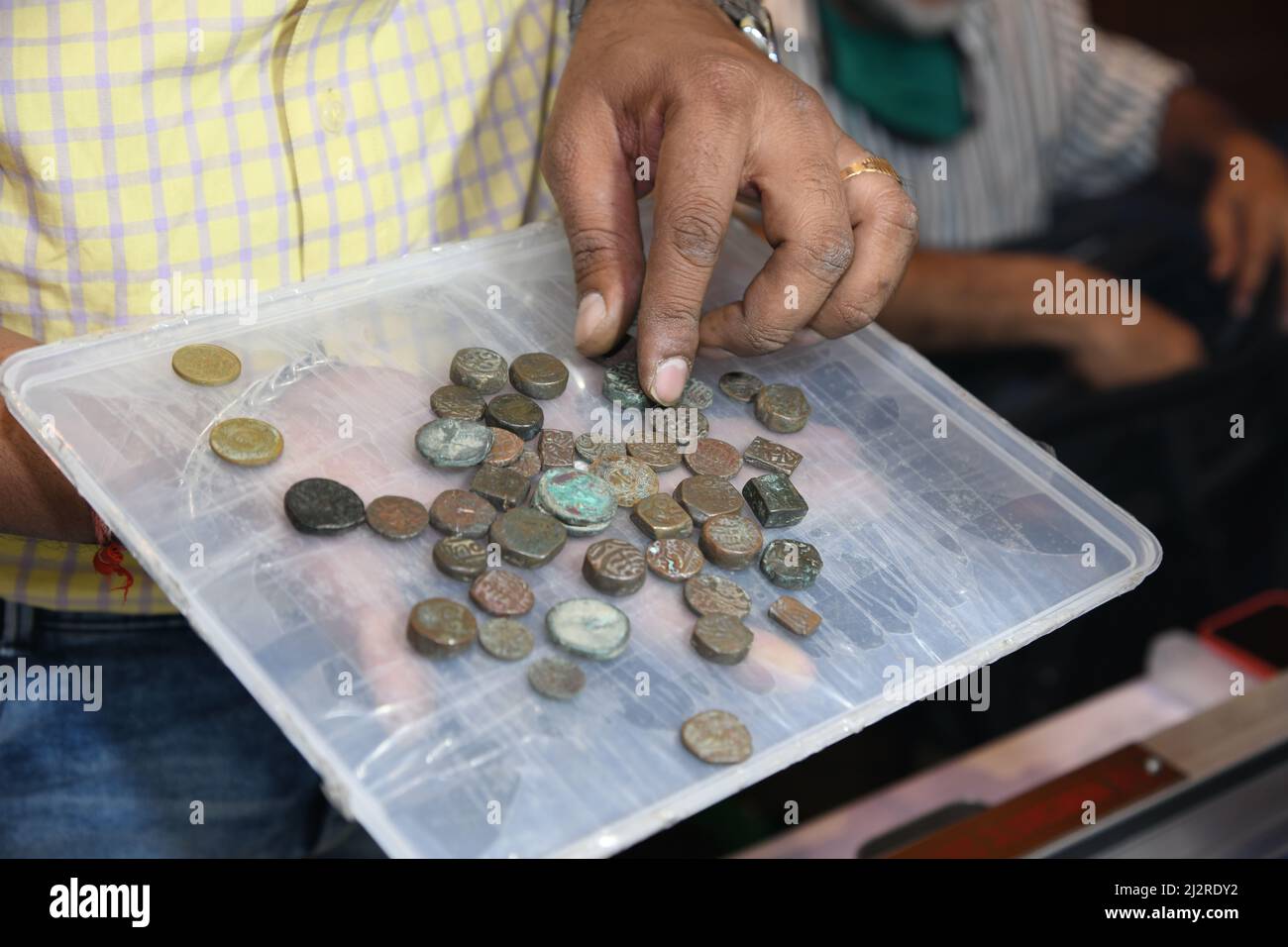 Ancient coins during a three days duration of a numismatic exhibition ...