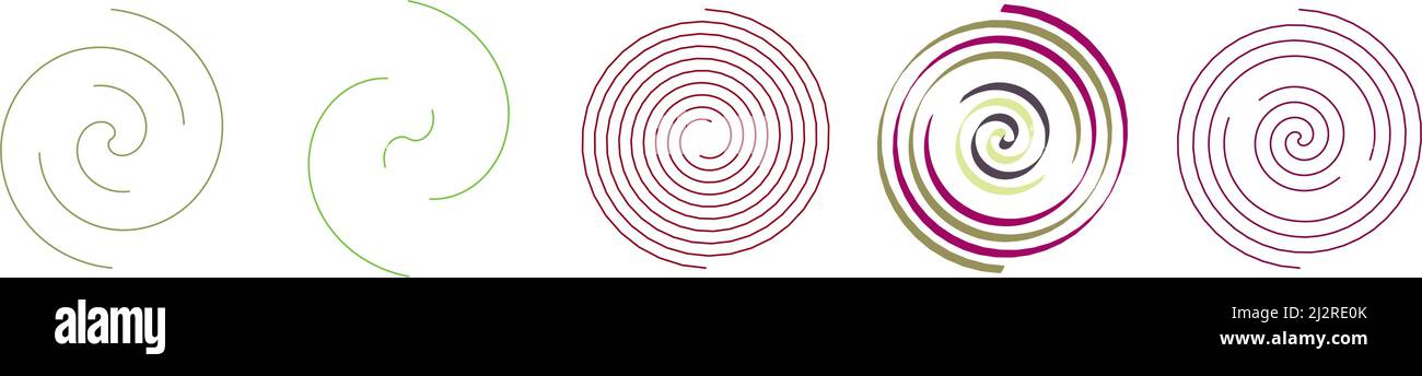 Spirally shape. Swirl, twirl, whirl and twirl vector design element ...