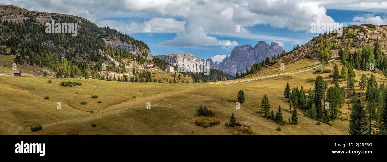 Prato Piazza and Monte Cristallo, Dolomites, italian alps Stock Photo ...