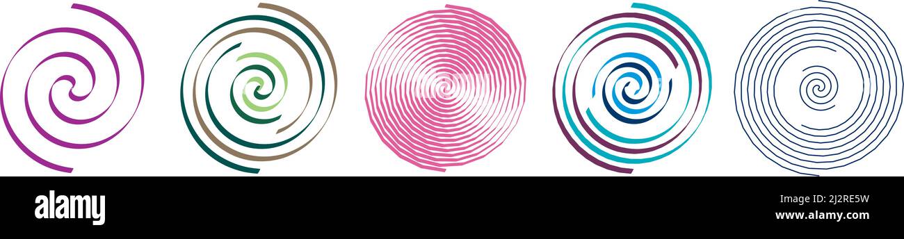 Spirally shape. Swirl, twirl, whirl and twirl vector design element ...