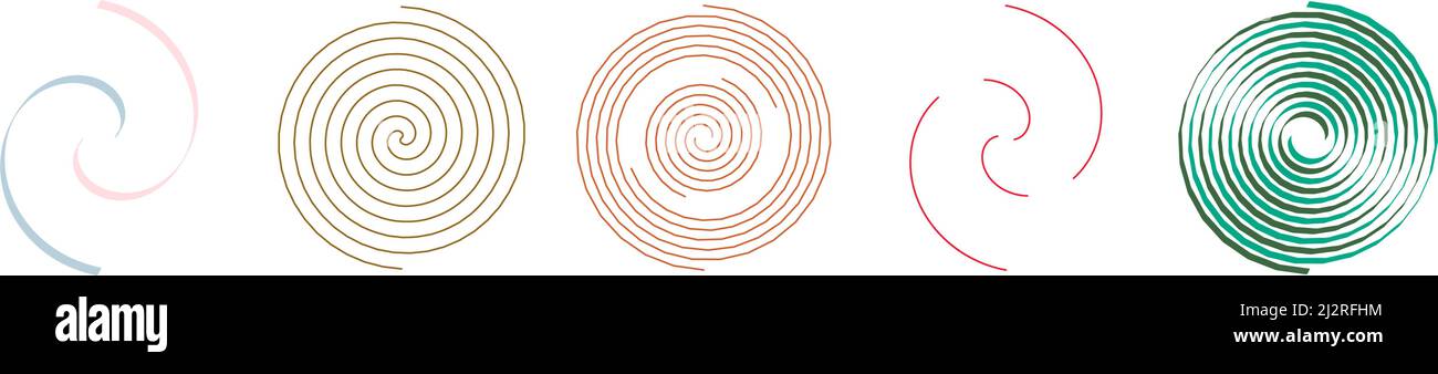 Spirally shape. Swirl, twirl, whirl and twirl vector design element ...