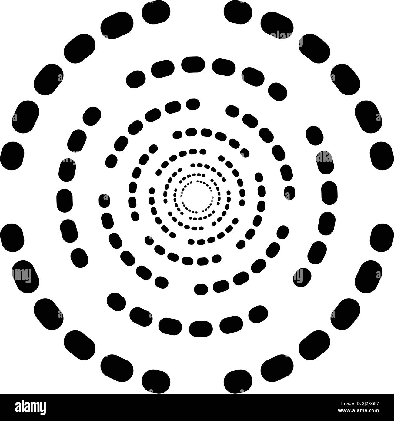 Dotted, dots, circles concentric, radial icon. Spiral, swirl, twirl and ...