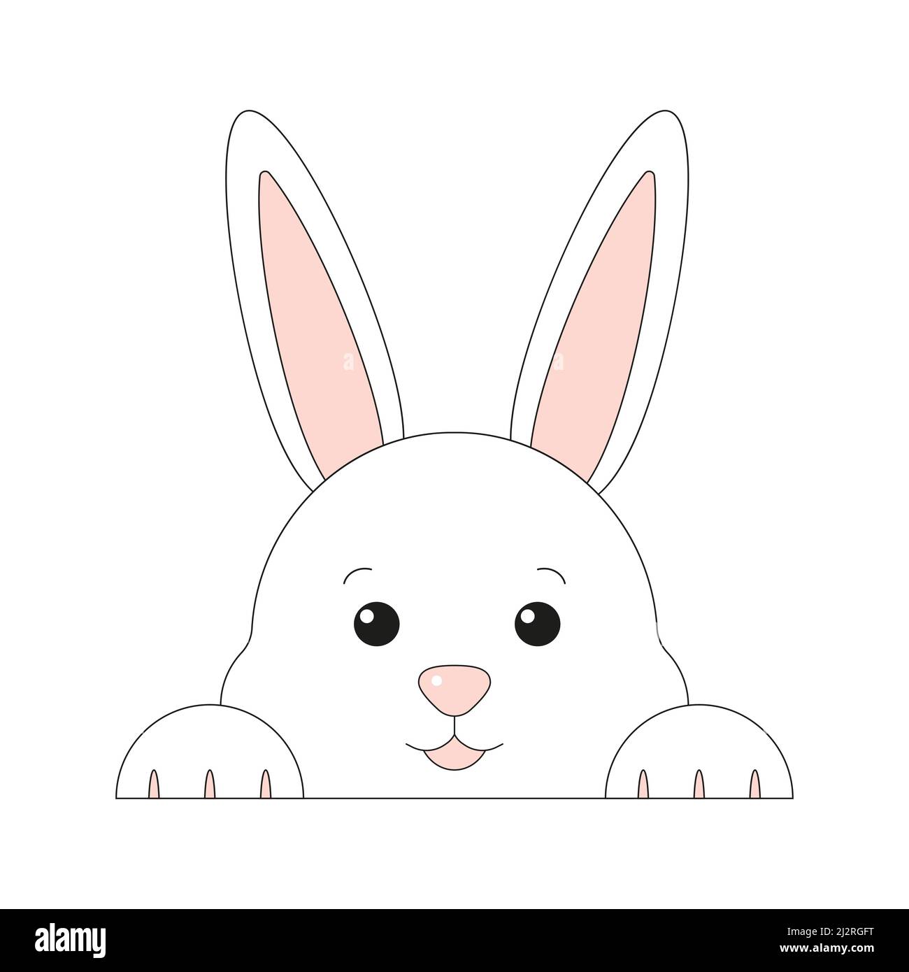 White cute rabbit. Bunny character. Animal happy head. Vector isolated ...