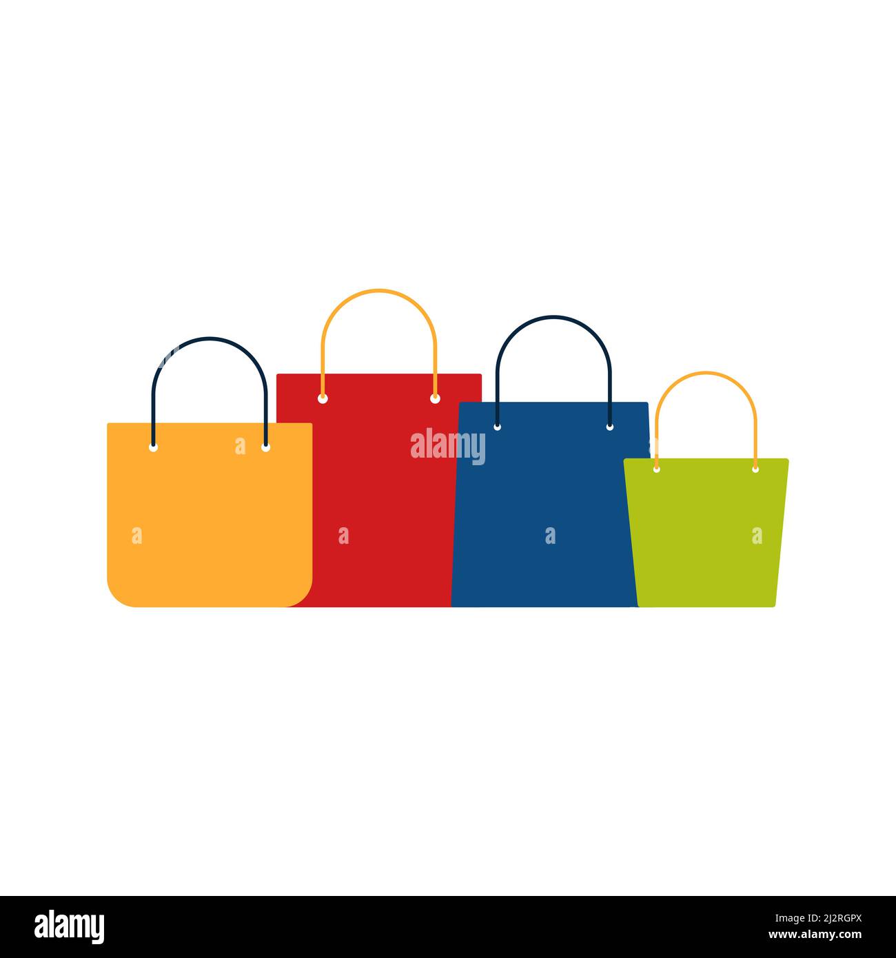 Package for purchases set. Shopping bags colorful collection. Vector ...