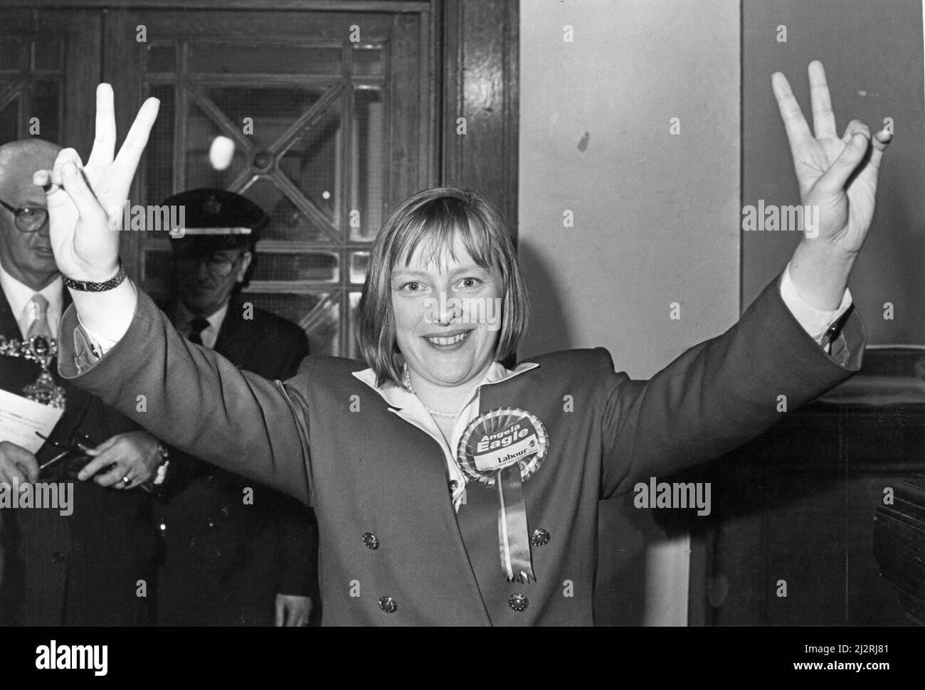 Angela Eagle celebrates her victory to become MP for Wallasey ...