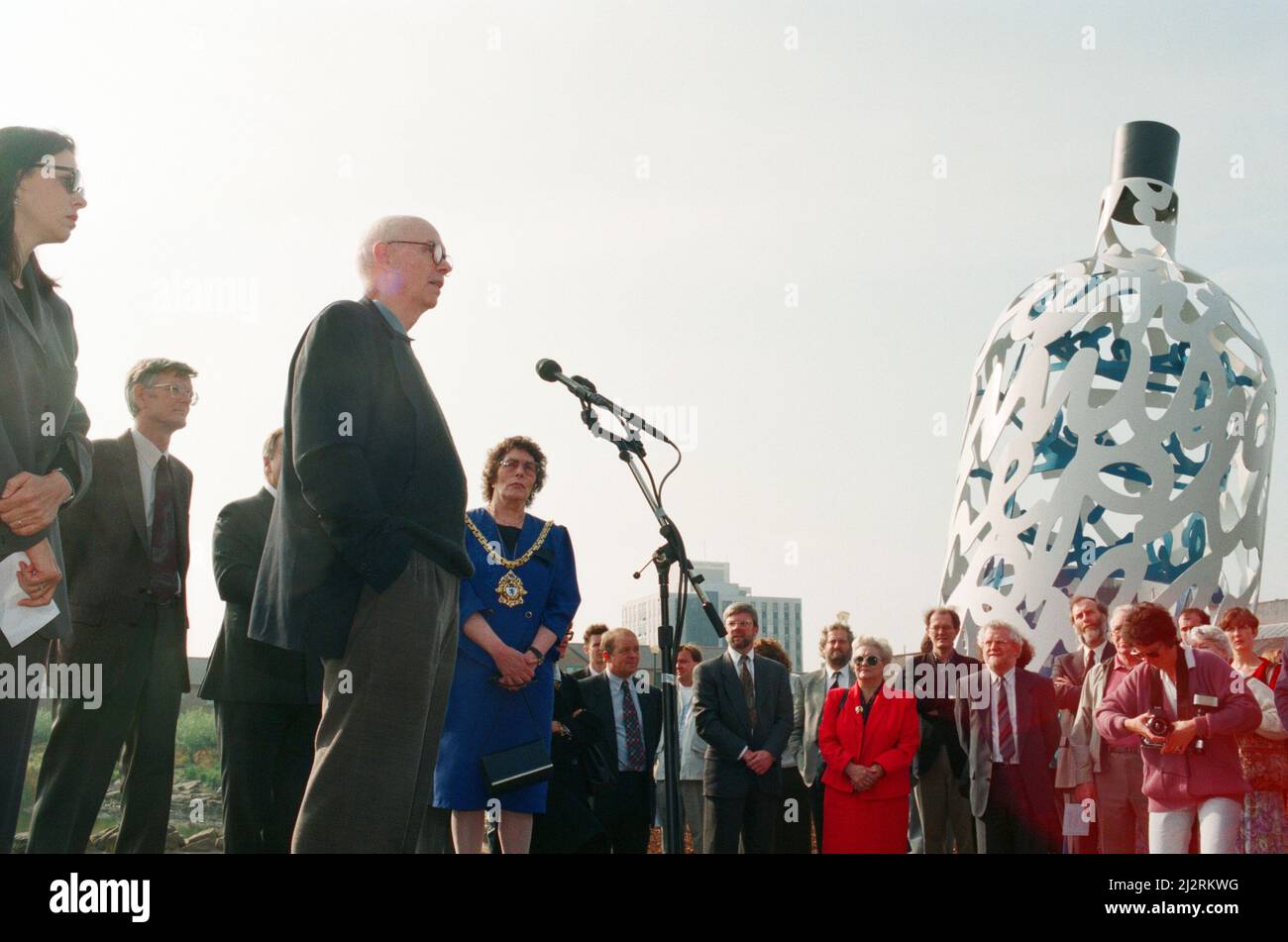 The launch of the sculpture 'Bottle of Notes', a piece of public art by ...