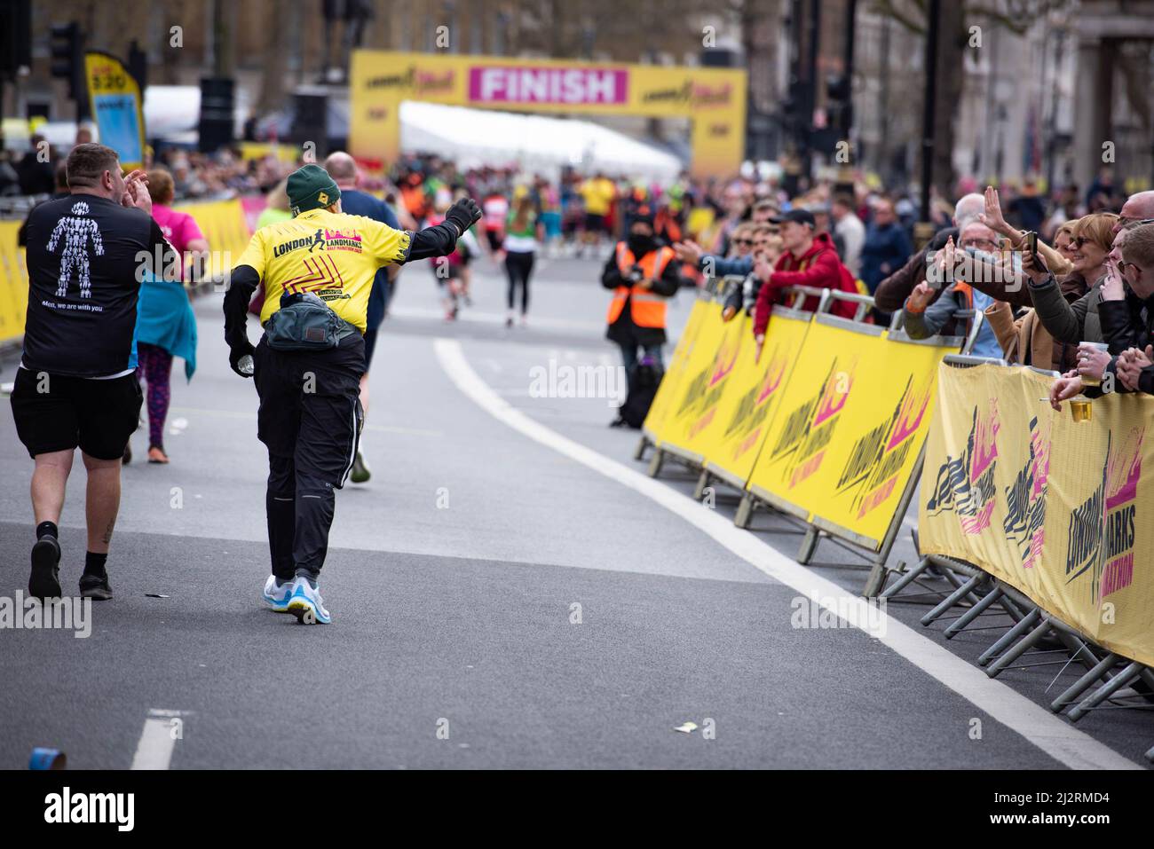 Runners approach the finish line during the London Landmarks Half ...