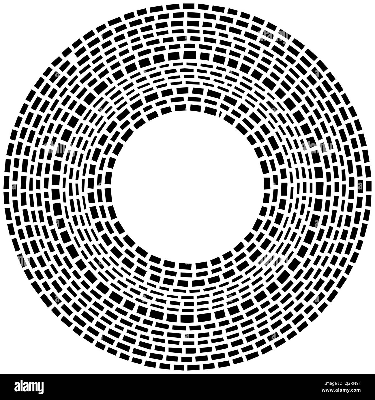 Concentric, geometric circle, ring design element of rectangle shapes ...