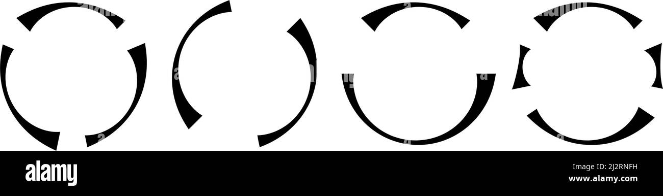 Concentric, radial lines, circles icon. Segmented circle shape. Spiral ...