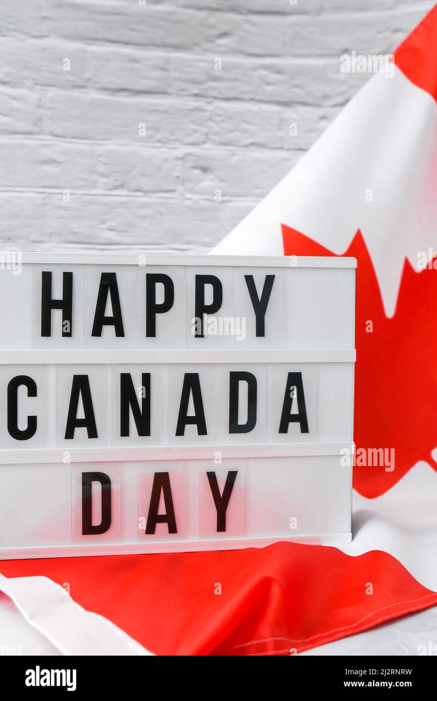The National Flag of Canada. Lightbox with text HAPPY CANADA DAY ...