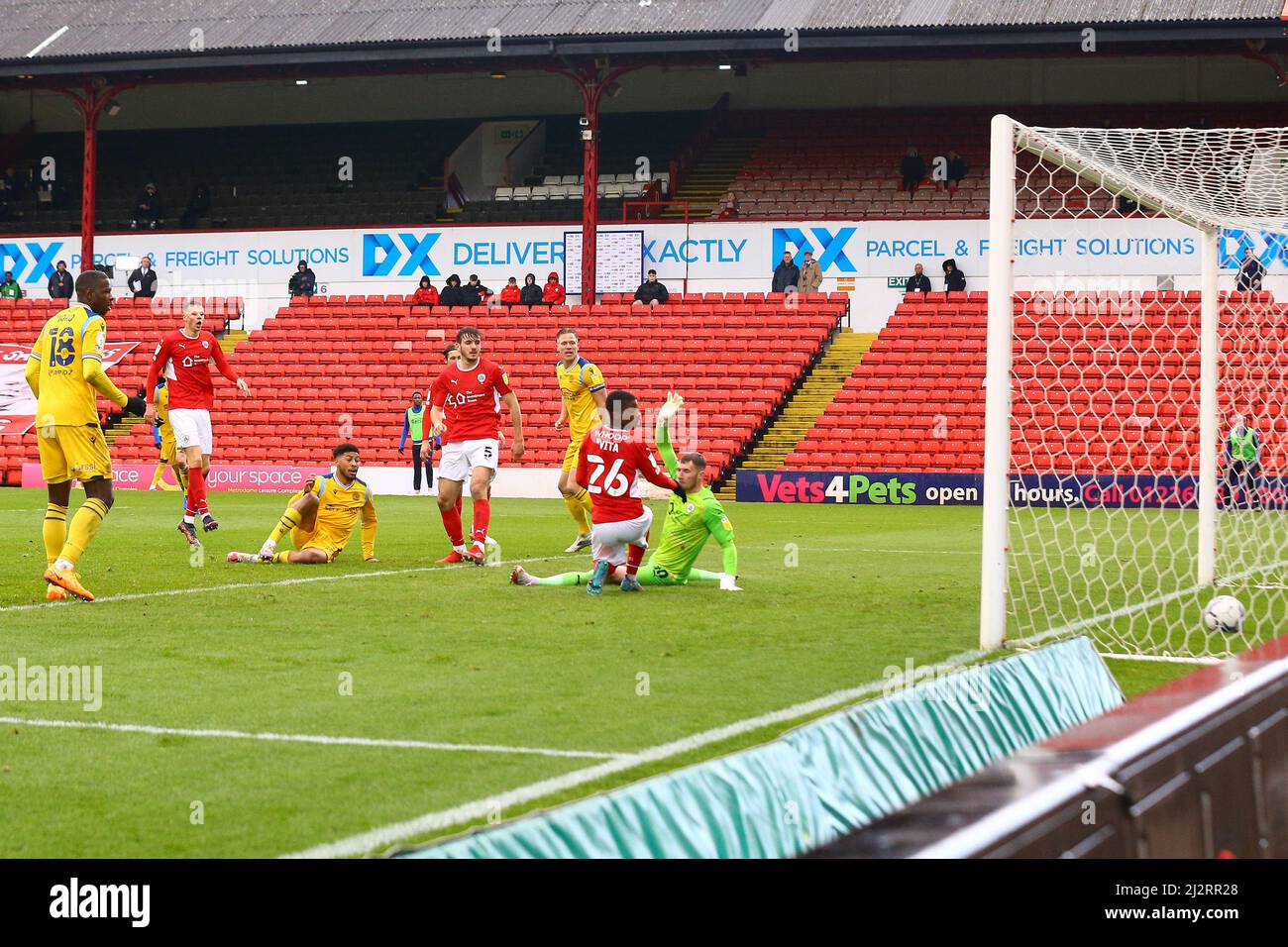 Oakwell, Barnsley, England 2nd April 2022 Josh Laurent (28) of Reading ...