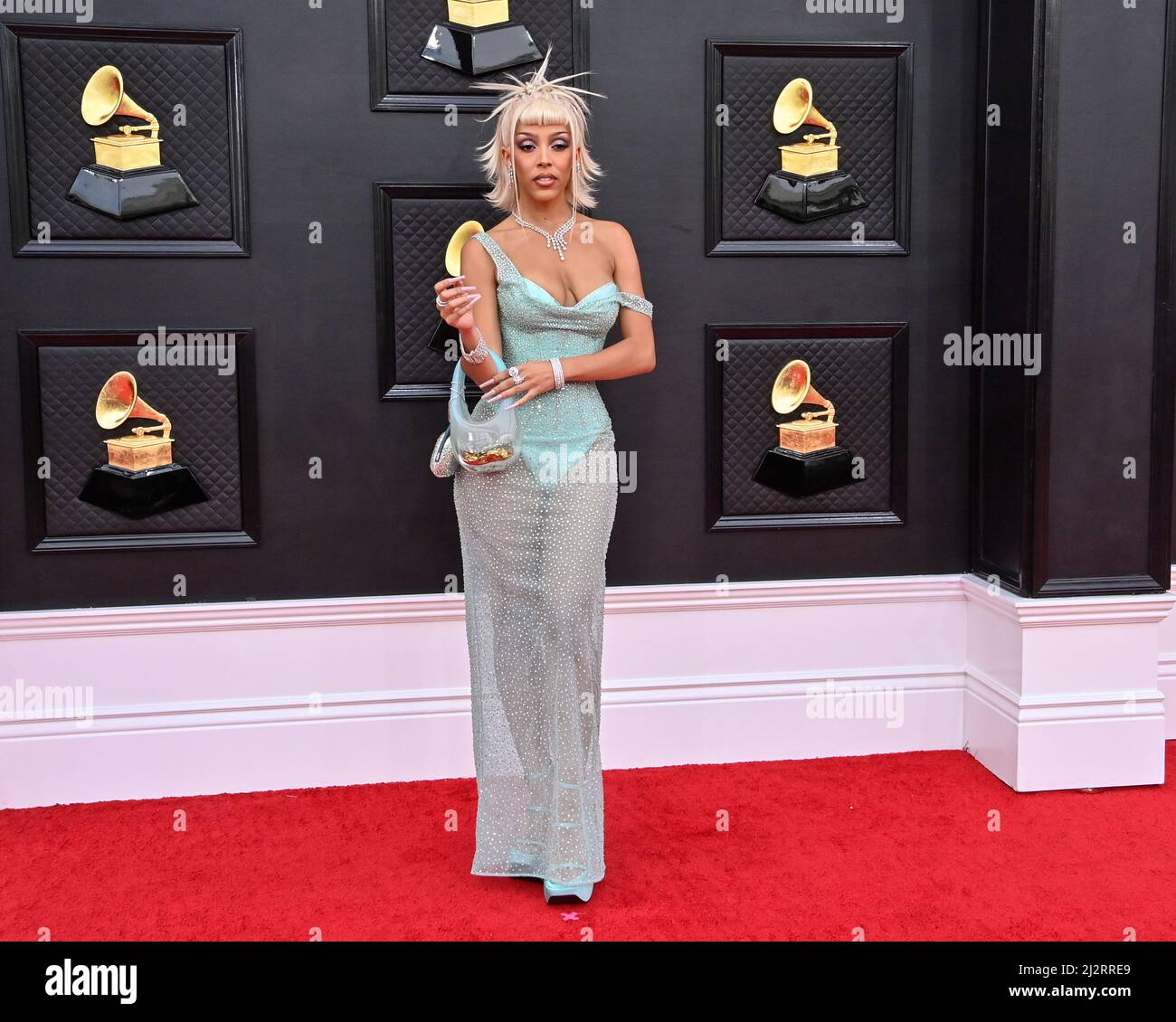 Las Vegas, United States. 03rd Apr, 2022. Doja Cat arrives for the 64th ...