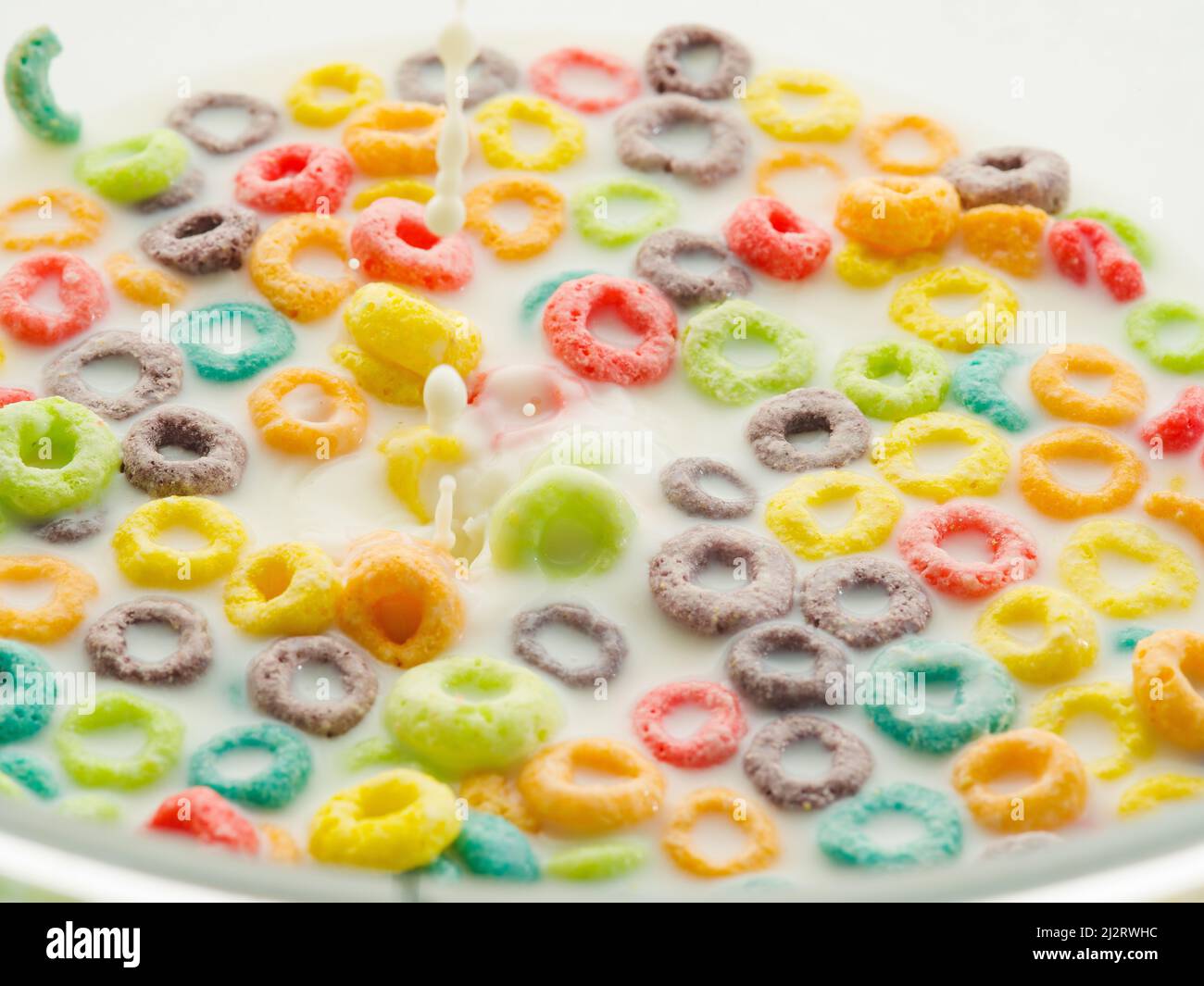 Lots of fruit grain rings in milk. Quick whole grain breakfast, healthy ...