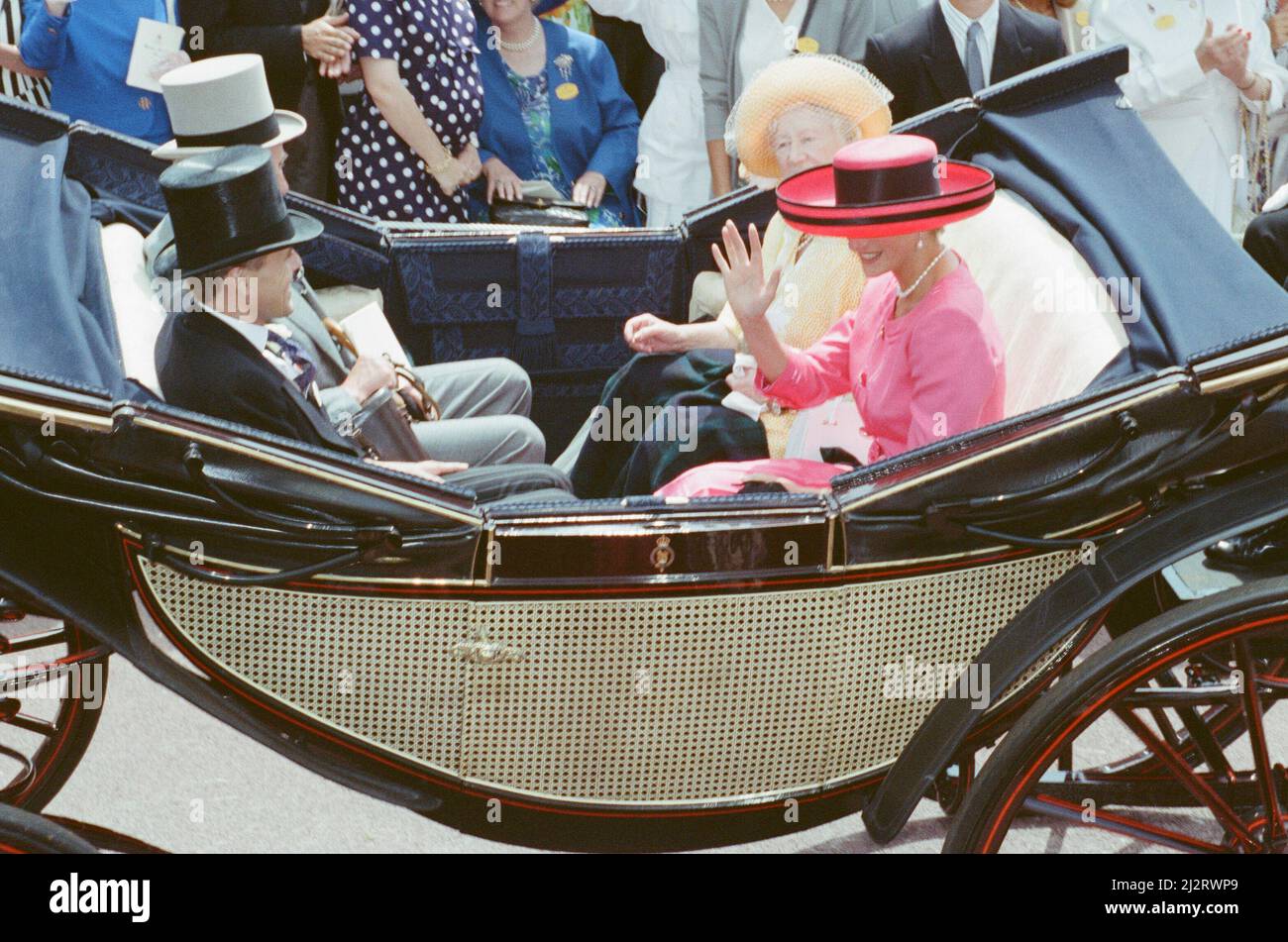 HRH The Princess of Wales, Princess Diana, and The Queen Mother enjoy ...