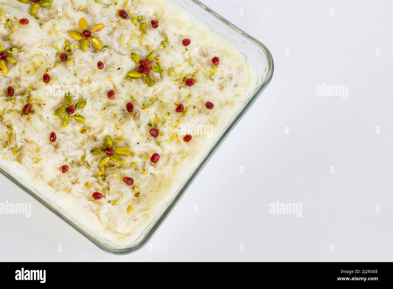 Traditional Turkish Ramadan Milky Dessert,Gullac in glass container on ...