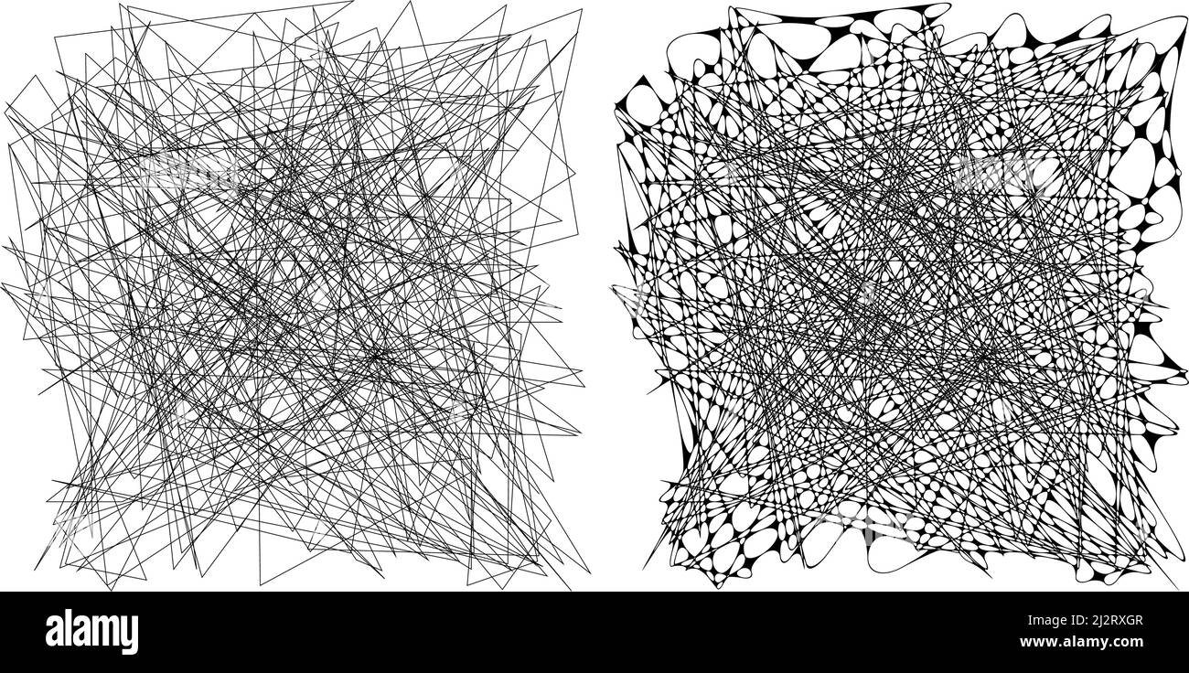 Matching pair of edgy, geometric, angular and rounded, squiggly ...