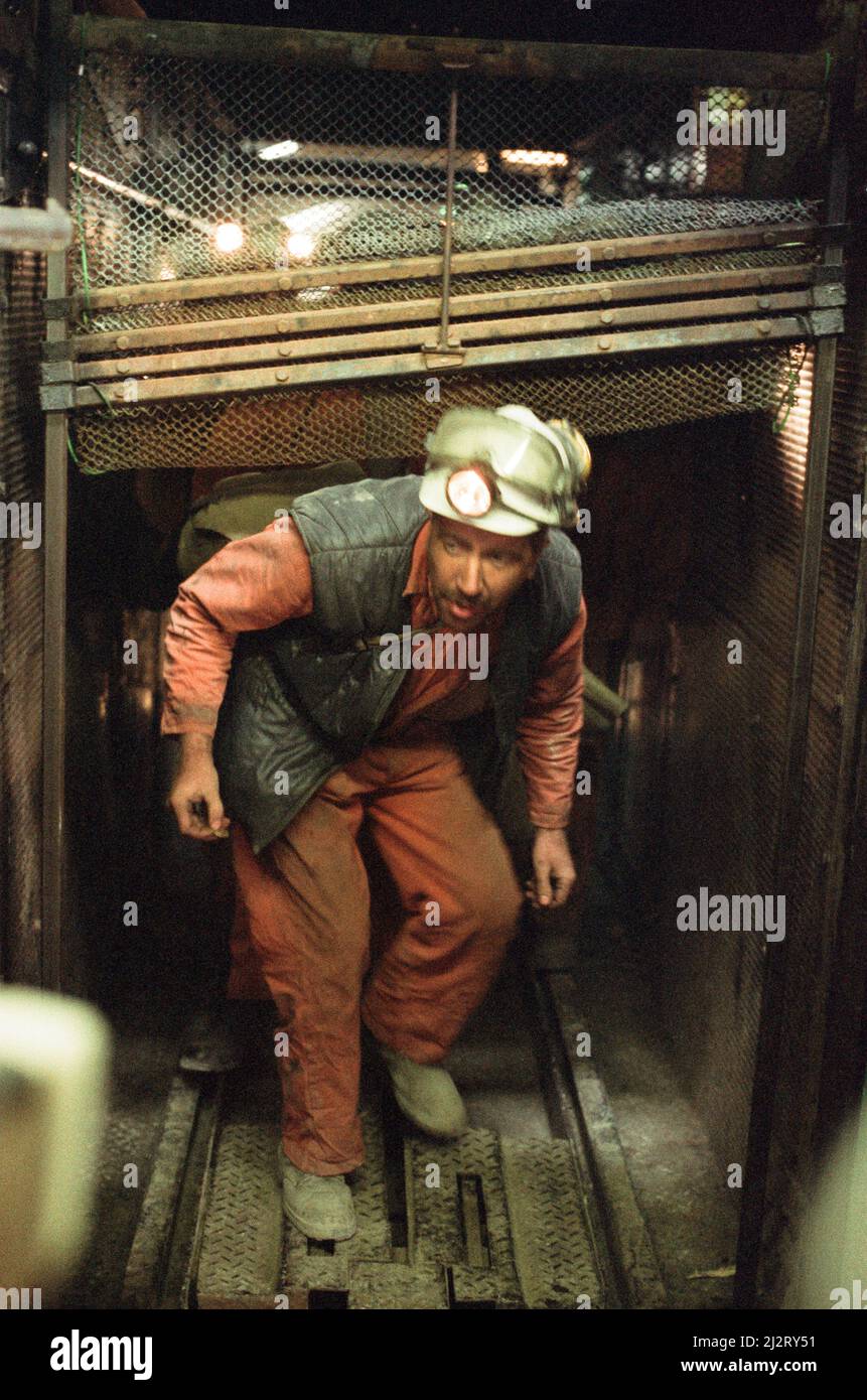 The last shift at Cotgrave Colliery, returns to the surface. Circa 1992 ...
