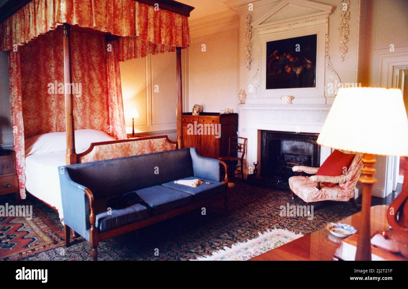 A bedroom at Ormesby Hall. 25th March 1992 Stock Photo - Alamy