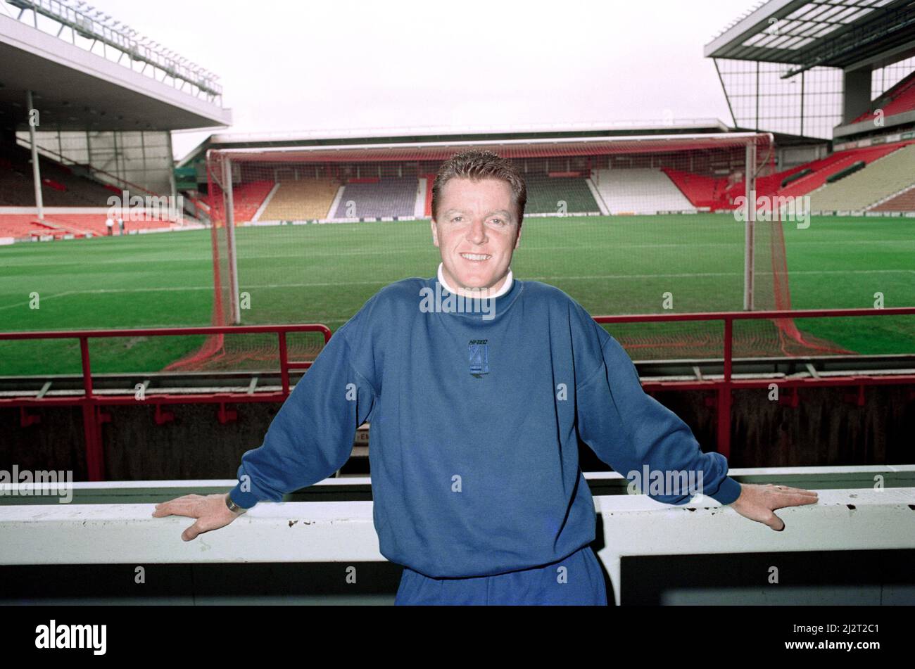 Liverpool football player Steve Nicol poses in the Kop stand at Anfield ...