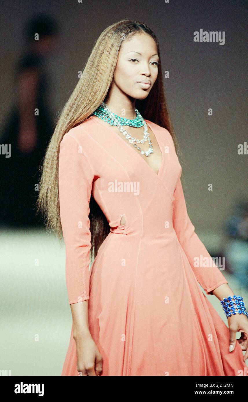 Naomi Campbell, London Fashion Week 1992, 10th October 1992 Stock Photo ...