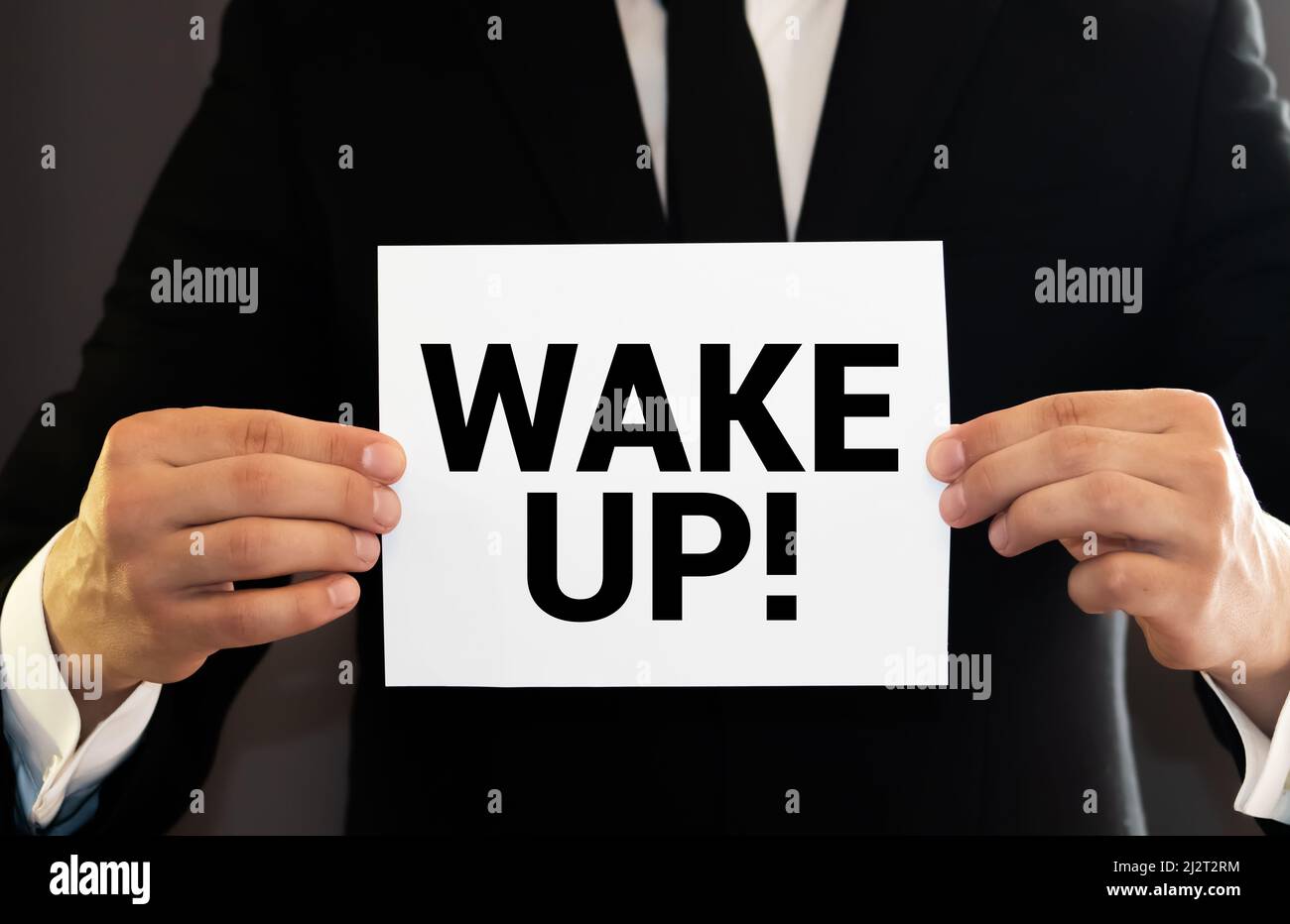 Wake Up. card isolated on white, concept Stock Photo - Alamy