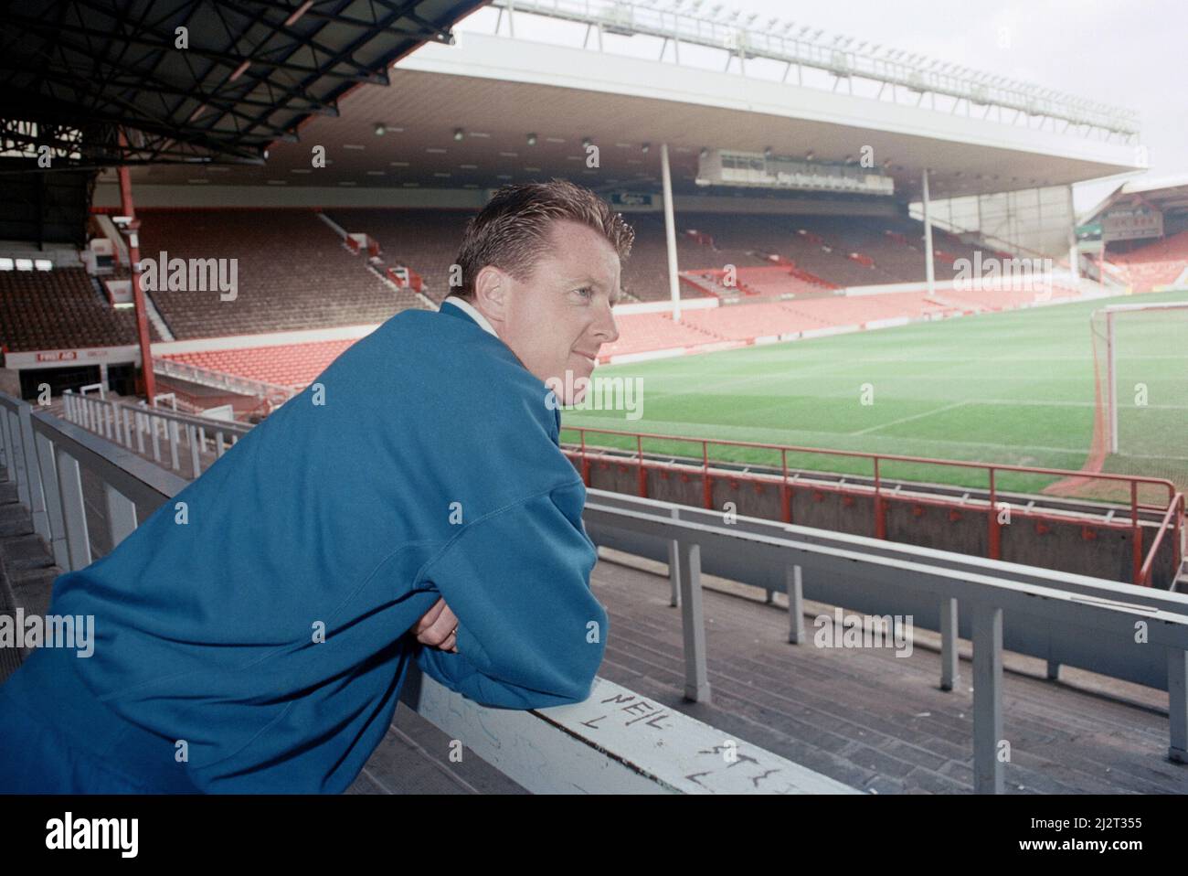 Liverpool football player Steve Nicol poses in the Kop stand at Anfield ...