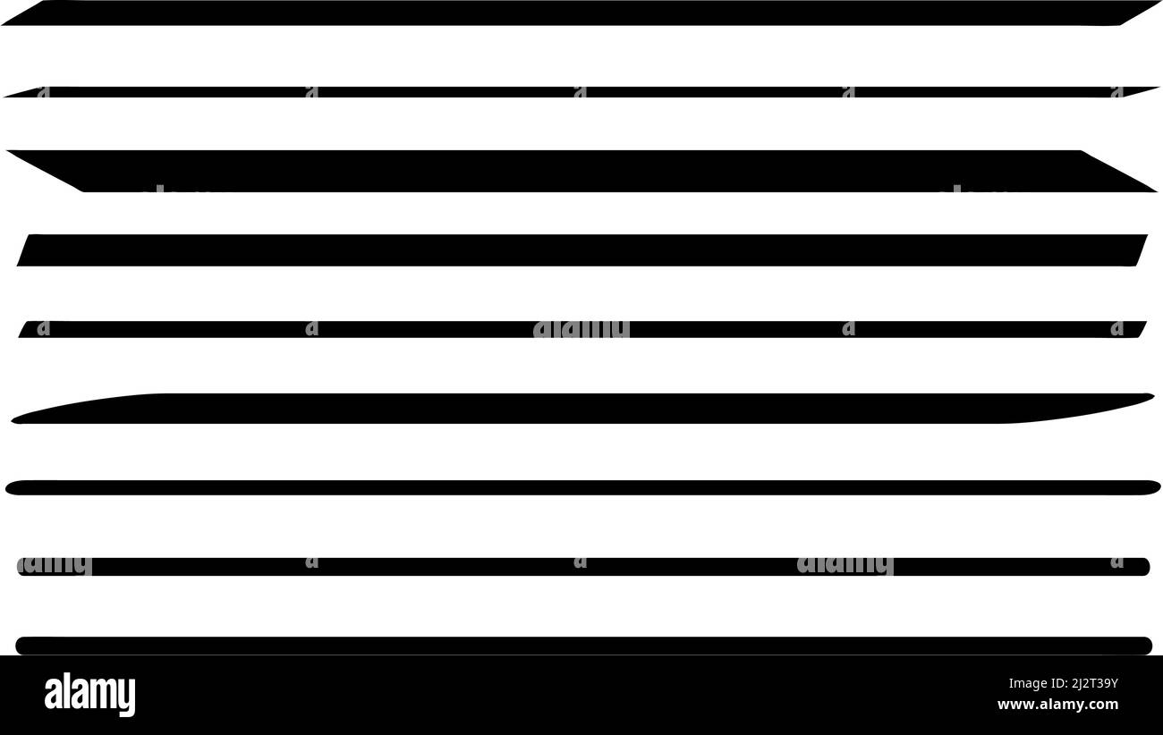 Dynamic drawing lines, stripes template. Horizontal line dividers. Pen ...