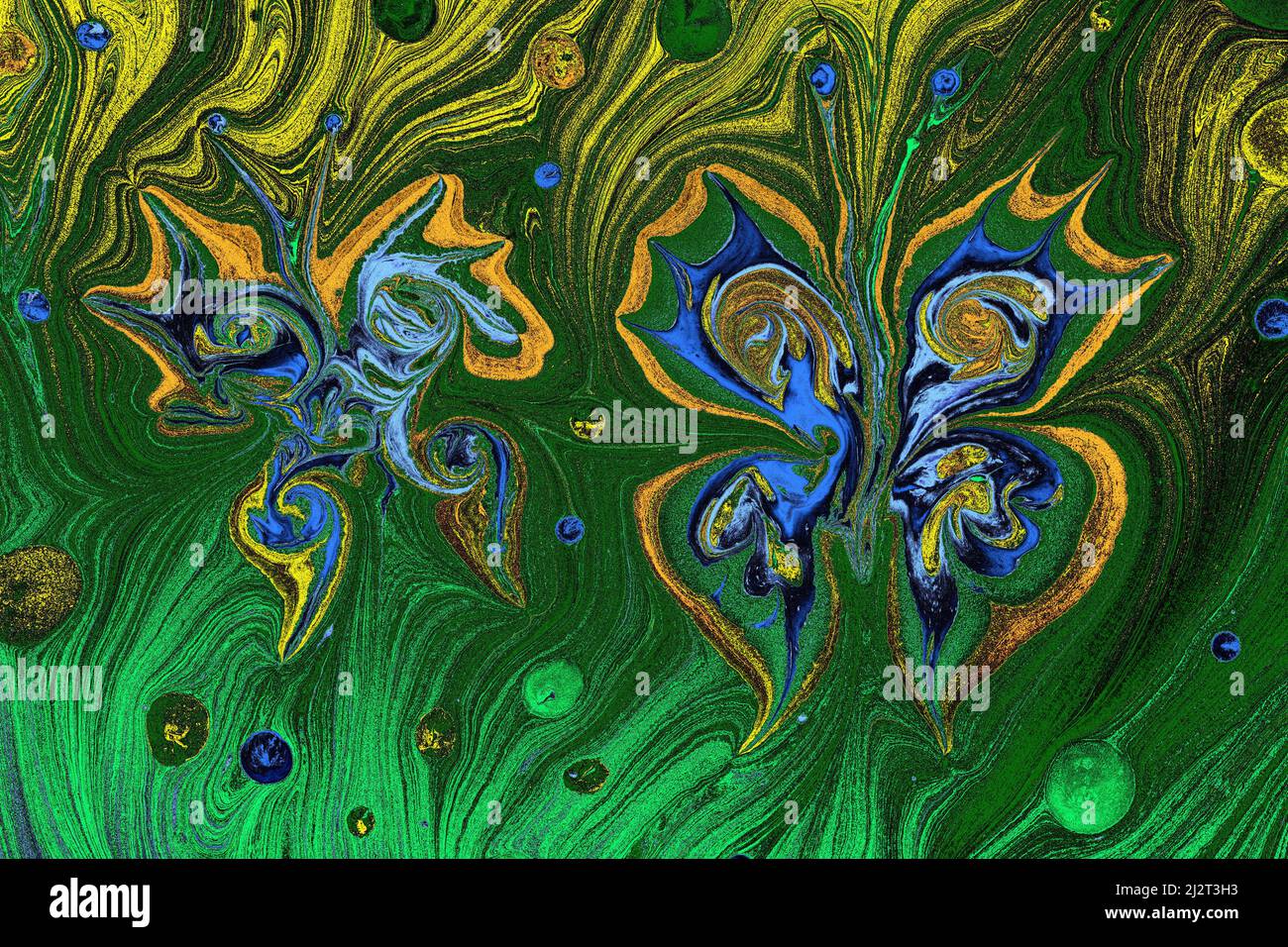 Ebru marbling handmade art, traditional Ebru technique. abstract ...