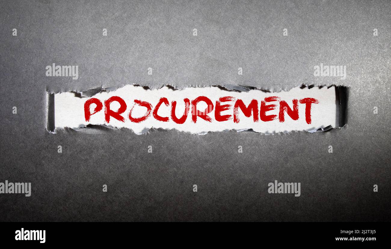 Office paper sheet with text PROCUREMENT and keyboard. Business Stock ...