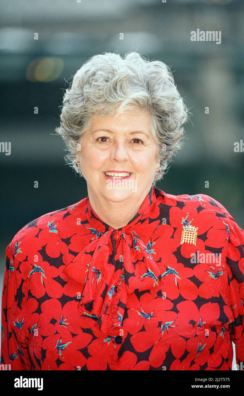 Speaker of the House of Commons Betty Boothroyd at Embankment, London ...