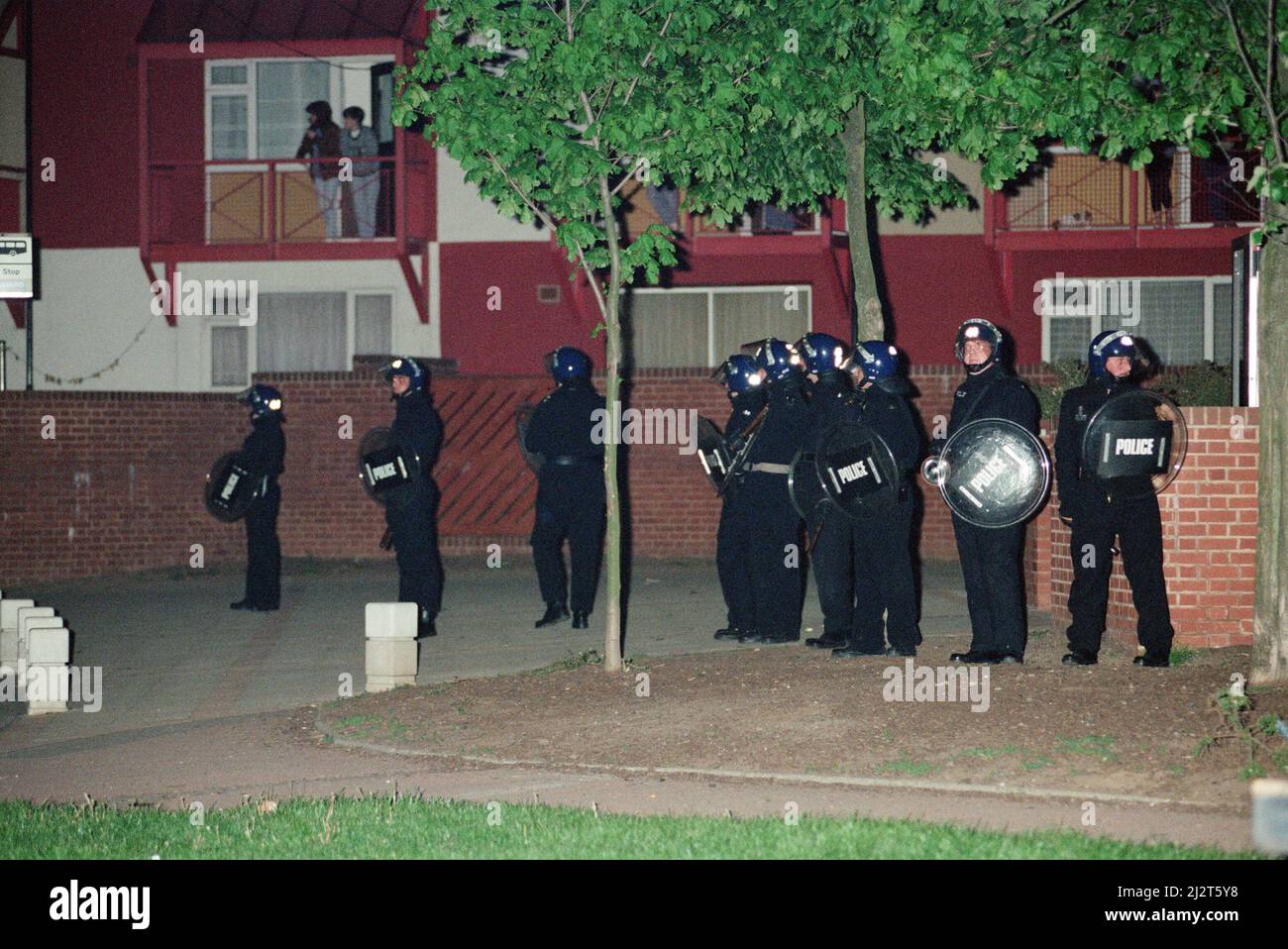 Riot police during the unrest in Wood End, Coventry. 14th May 1992 ...