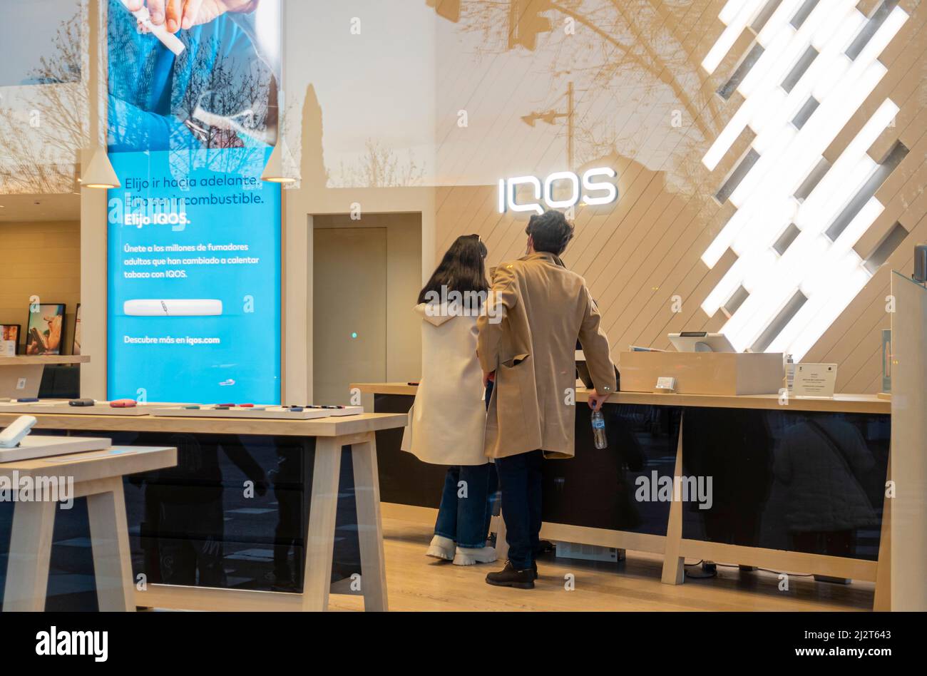 Iqos e-cigarette store interior. Madrid, Spain Stock Photo - Alamy