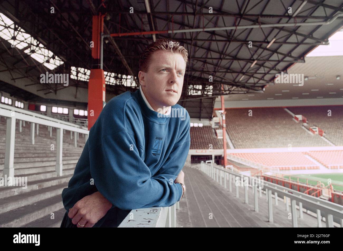 Liverpool football player Steve Nicol poses in the Kop stand at Anfield ...