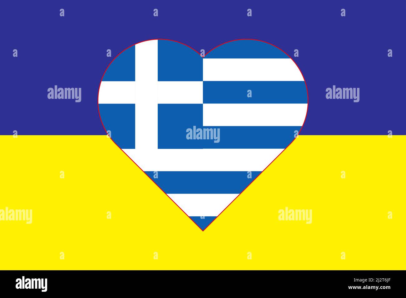 Heart painted in the colors of the flag of Greece on the flag of ...