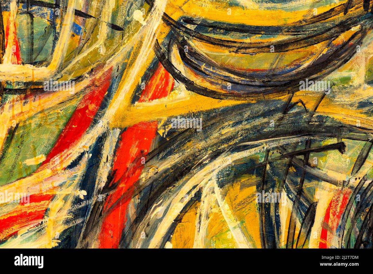Abstract painting fragment with vibrant colors, strong shapes and ...