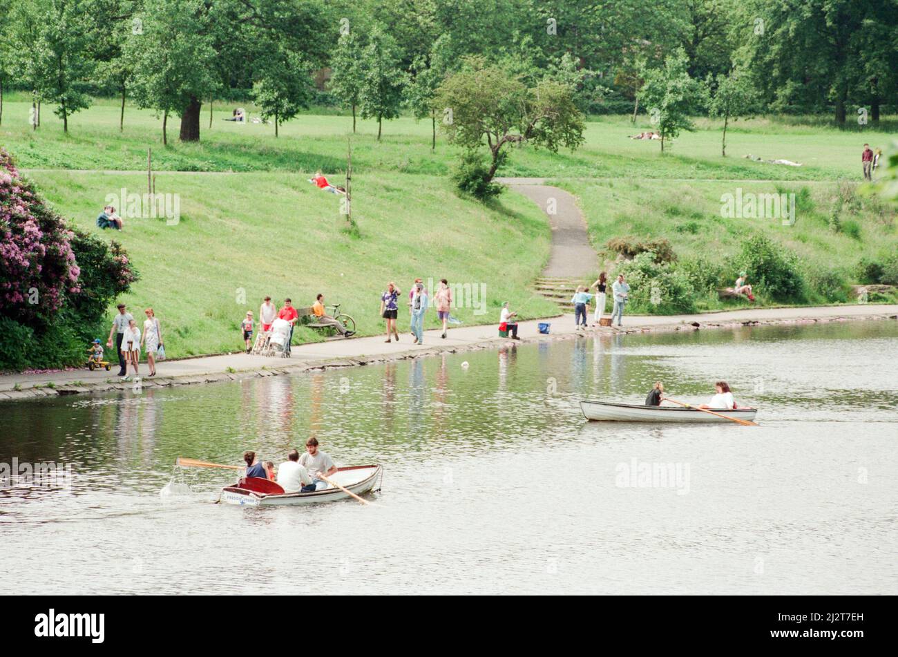 Rowing Boats for Hire return to Sefton Park, Liverpool, 13th June 1993 ...