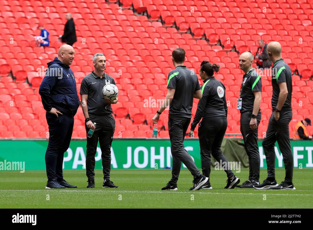 Matt Gray manager of Sutton United meets referee, Sebastian Stockbridge ...