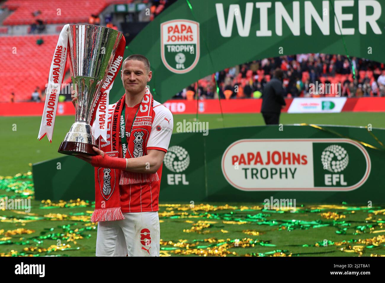 Ben Wiles #8 of Rotherham United poses with the trophy Stock Photo - Alamy