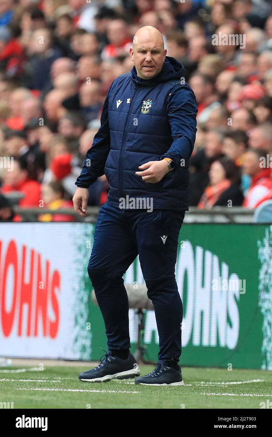 London, UK. 03rd Apr, 2022. Matt Gray manager of Sutton United ...