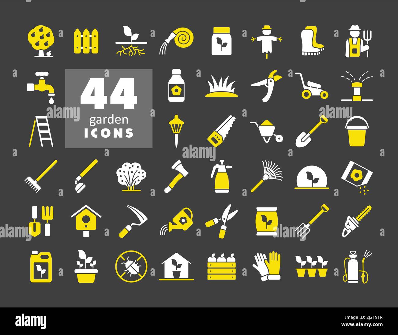 Gardening and Planting vector glyph icons set. Graph symbol for ...