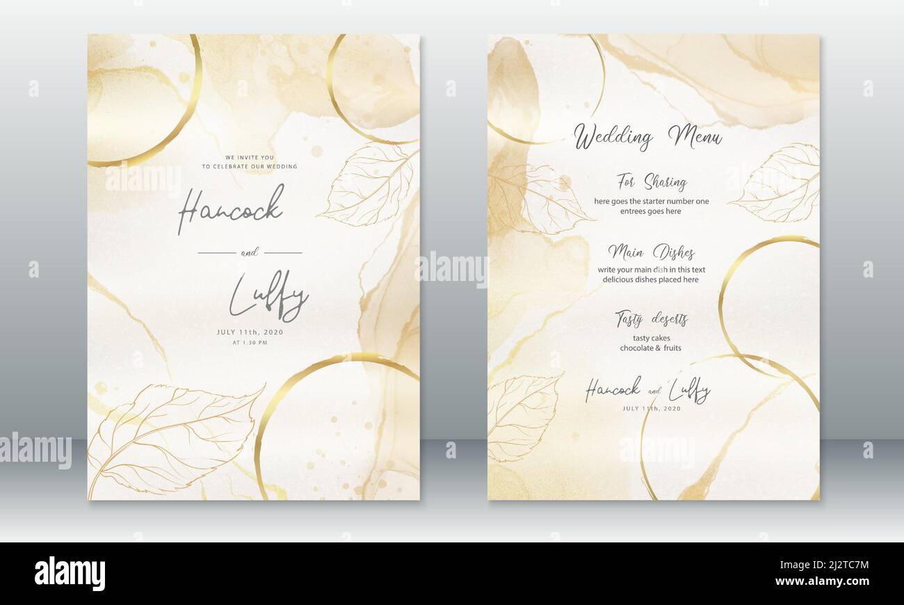 Golden wedding invitation card template luxury design with gold texture ...