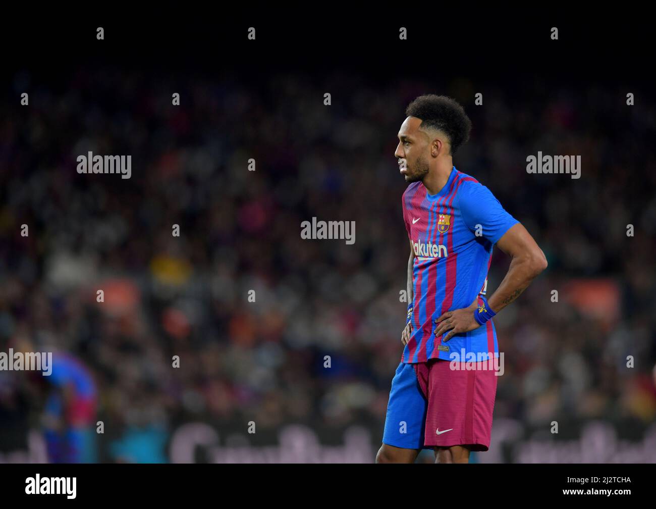 Barcelona,Spain.3 April,2022. Pierre-Emerick Aubameyang (25) of FC ...