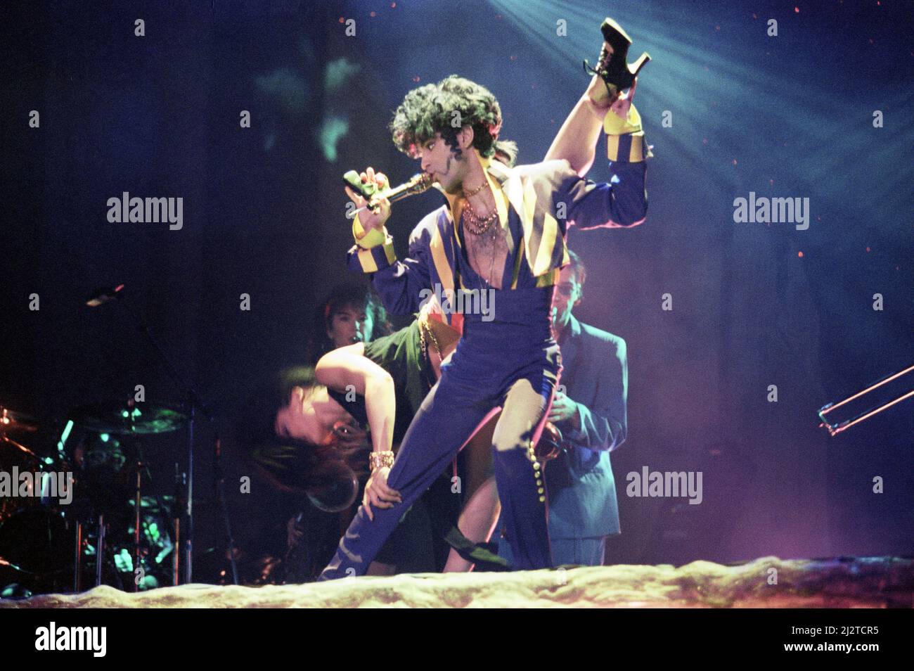 American pop star Prince performing on stage at the National Indoor ...